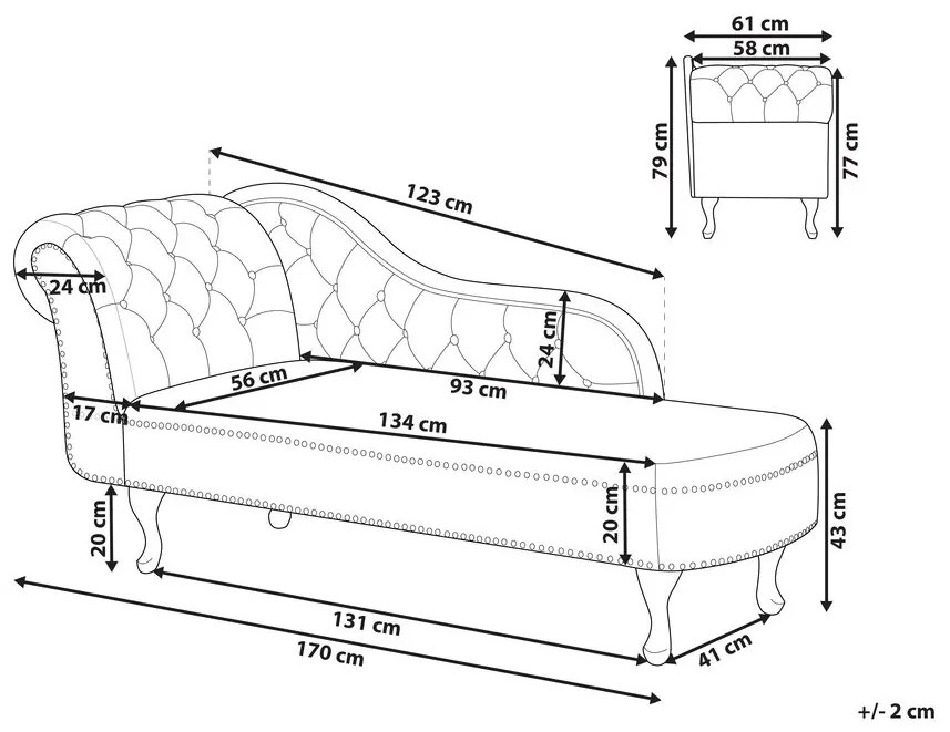 Pohodlná sametová lenoška Chesterfield v mátové barvě levá NIMES