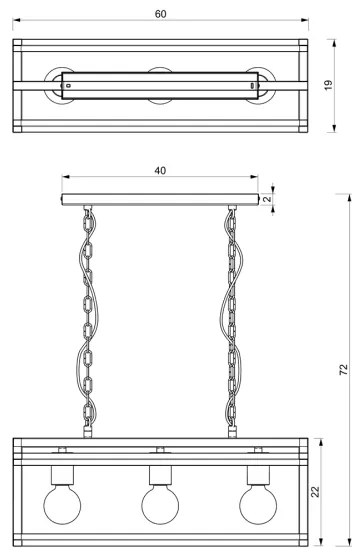 Lustr na řetězu ARNOLD 3xE27/60W/230V černá