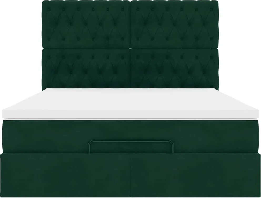 Osmanský rám postele s matracemi tmavě zelená 140x200cm samet 3313550