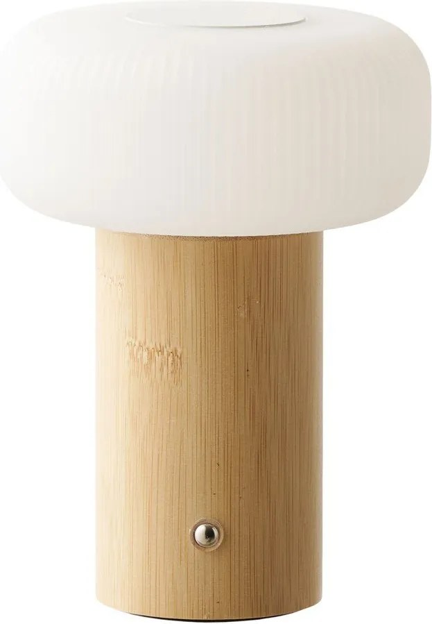 Bílá/v přírodní barvě bambusová stolní lampa s plastovým stínidlem (výška 18 cm) Stafford – House Nordic
