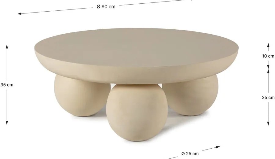 Béžový kulatý konferenční stolek z mangového dřeva ø 90 cm Ailen – MOME