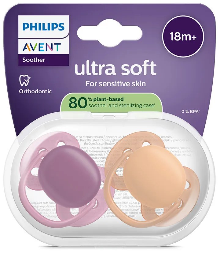 PHILIPS AVENT Šidítko Ultrasoft Premium 18 m+ dívka 2 ks Philips Avent