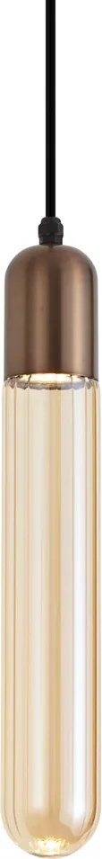 Art Deco Závěsná Lampa Tmavý Bronz s Žebrovaným Sklem IP44 - Walcott