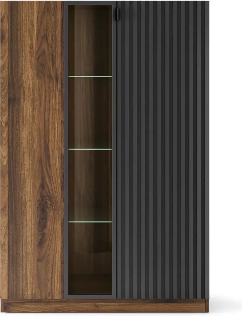 Vitrína s LED osvětlením Radium 15 91 cm ořech Columbia/černá