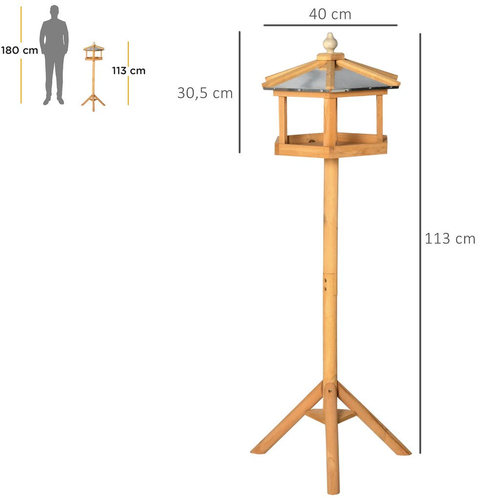 Ptačí budka PawHut se stojanem a zinkovou střechou 113x40x40 cm, ptačí budka odolná proti povětrnostním vlivům pro zahradu a terasu