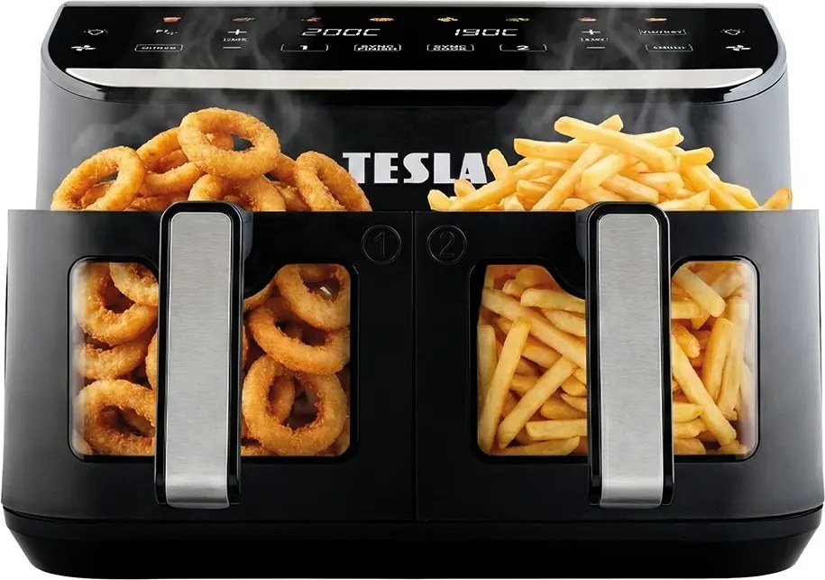 TESLA AirCook DualHeat QD464 XXL - multifunkční duální digitální horkovzdušná fritéza