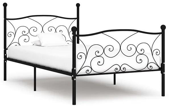 Rám postele s laťkovým roštem černý kov 90x200 cm