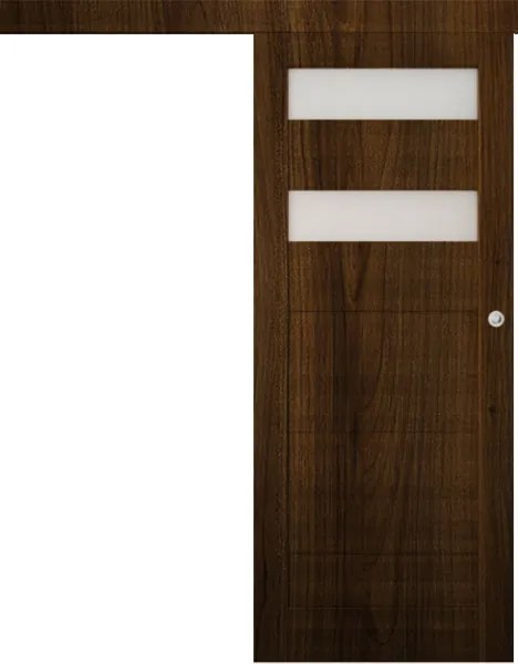 posuvné interiérové dveře na stěnu vasco doors SANTIAGO model 5 Průchozí rozměr: 70 x 197 cm, Orientace dveří: Levé dveře, Dekor: Buk jasmínový