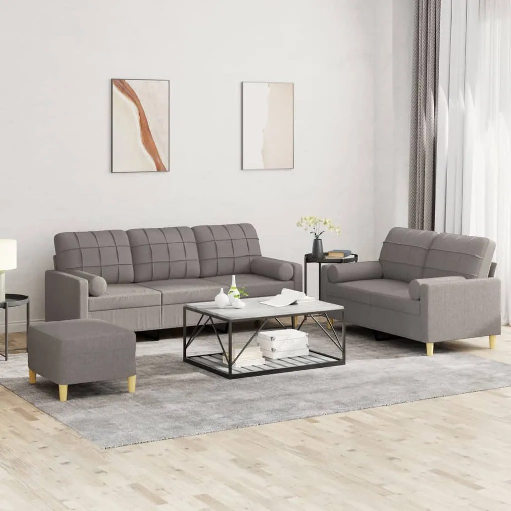 3dílná sedací souprava s polštáři taupe textil 3201337