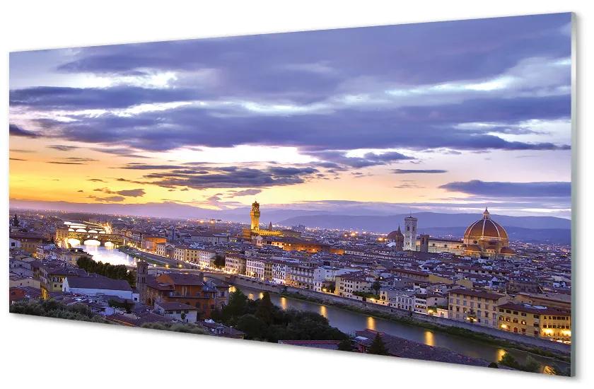 akrylový obraz Itálie řeka západu slunce 140x70 cm