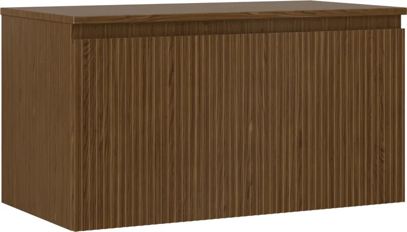 Mexen Rivel, koupelnová skříňka 90 cm s horní částí, 1 zásuvka, drážkovaná, ořech, 91A20-09047-1-BFC86