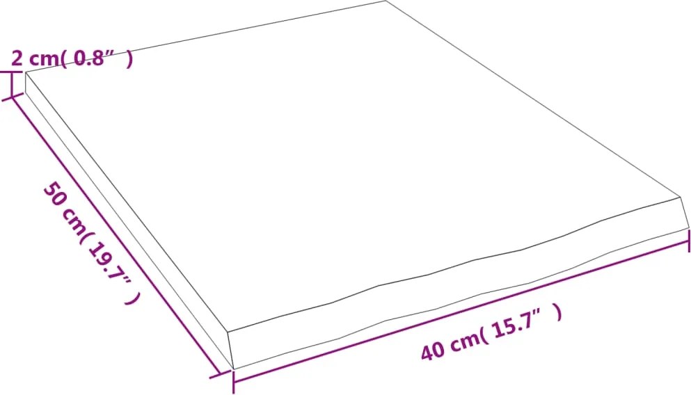 Koupelnová deska 40 x 50 x 2 cm neošetřené masivní dřevo 3155999