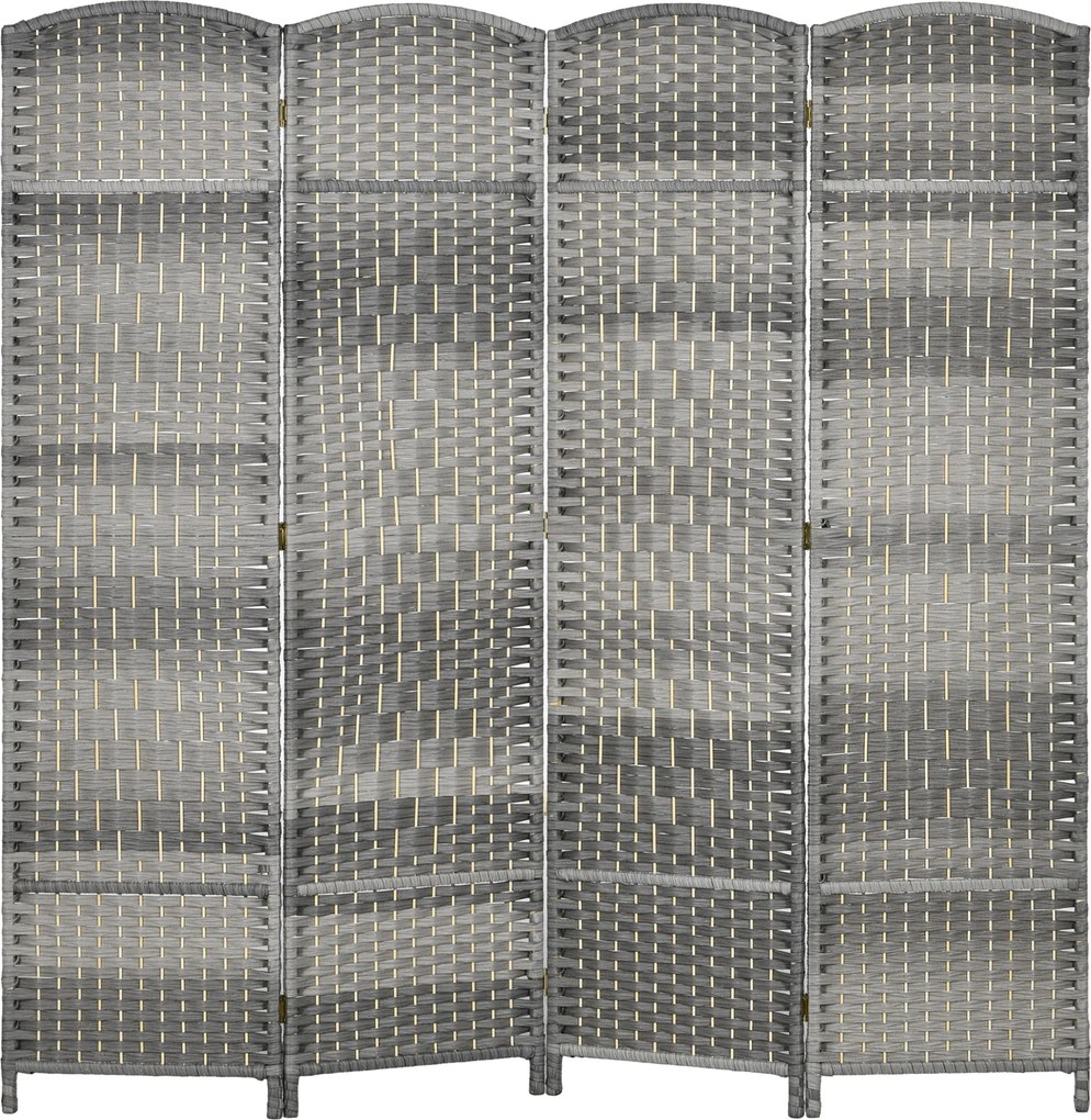 HOMCOM 4-panelový skládací paraván 180x180 cm Rozdělovač místnosti Ochranný paraván Polypropylen pro kancelář ložnici Šedá směs
