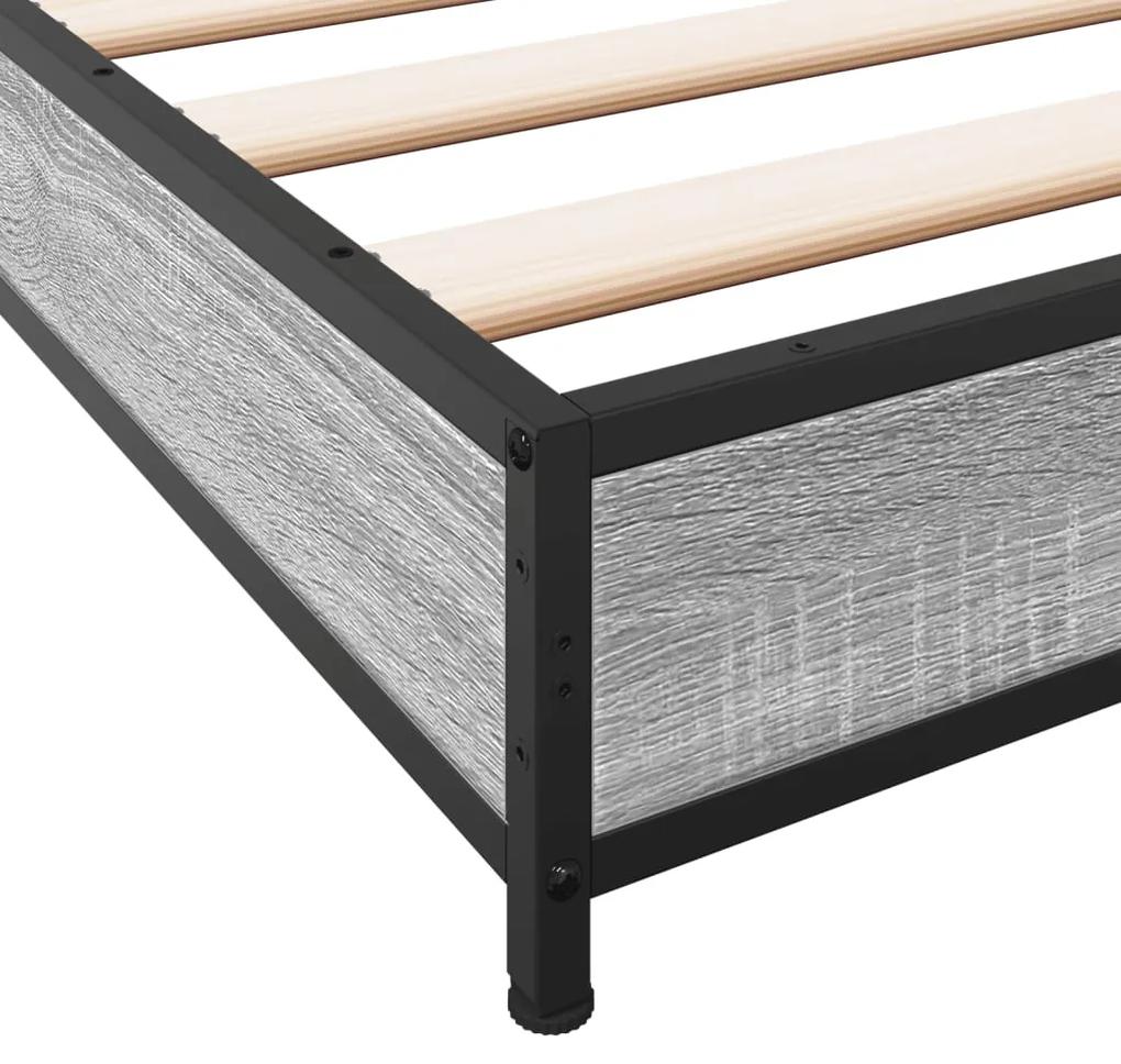Rám postele šedý sonoma 180 x 200 cm kompozitní dřevo a kov