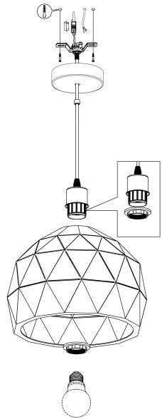 Eglo 97841 - Lustr na lanku ROCCAFORTE 1xE27/60W/230V