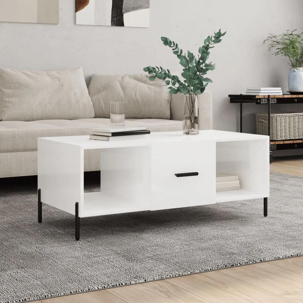 vidaXL Konferenční stolek 102 x 50 x 40 cm kompozitní dřevo [829313] Barva: bílá s vysokým leskem
