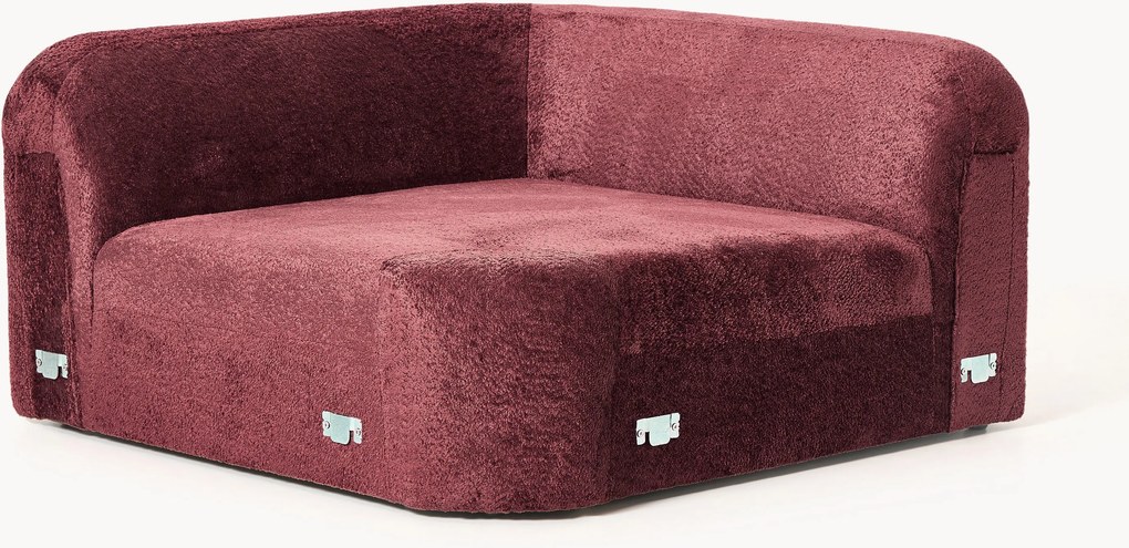 Kulatý rohový modulový z plyšového bouclé Wolke