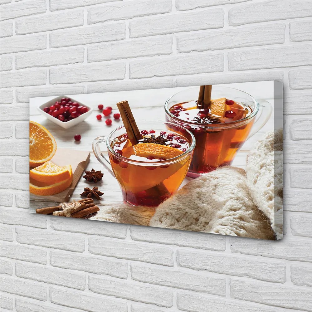 Obrazy na plátně Winter tea cup 140x70 cm