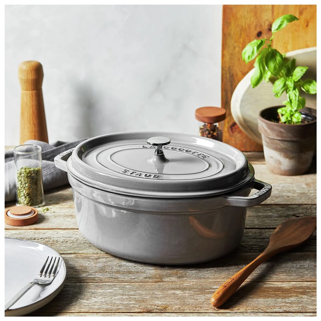 Staub Cocotte hrnec oválný 31 cm/5,5 l šedý, 1103118