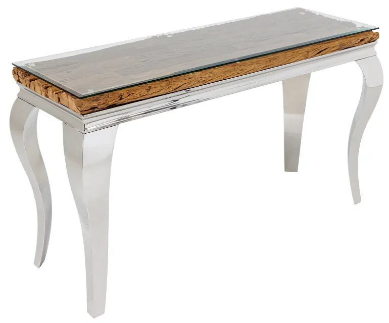 Massive home | Konzole MODERN BAROCK BARRACUDA 140cm chrom vč. skleněný top bez teakového topu