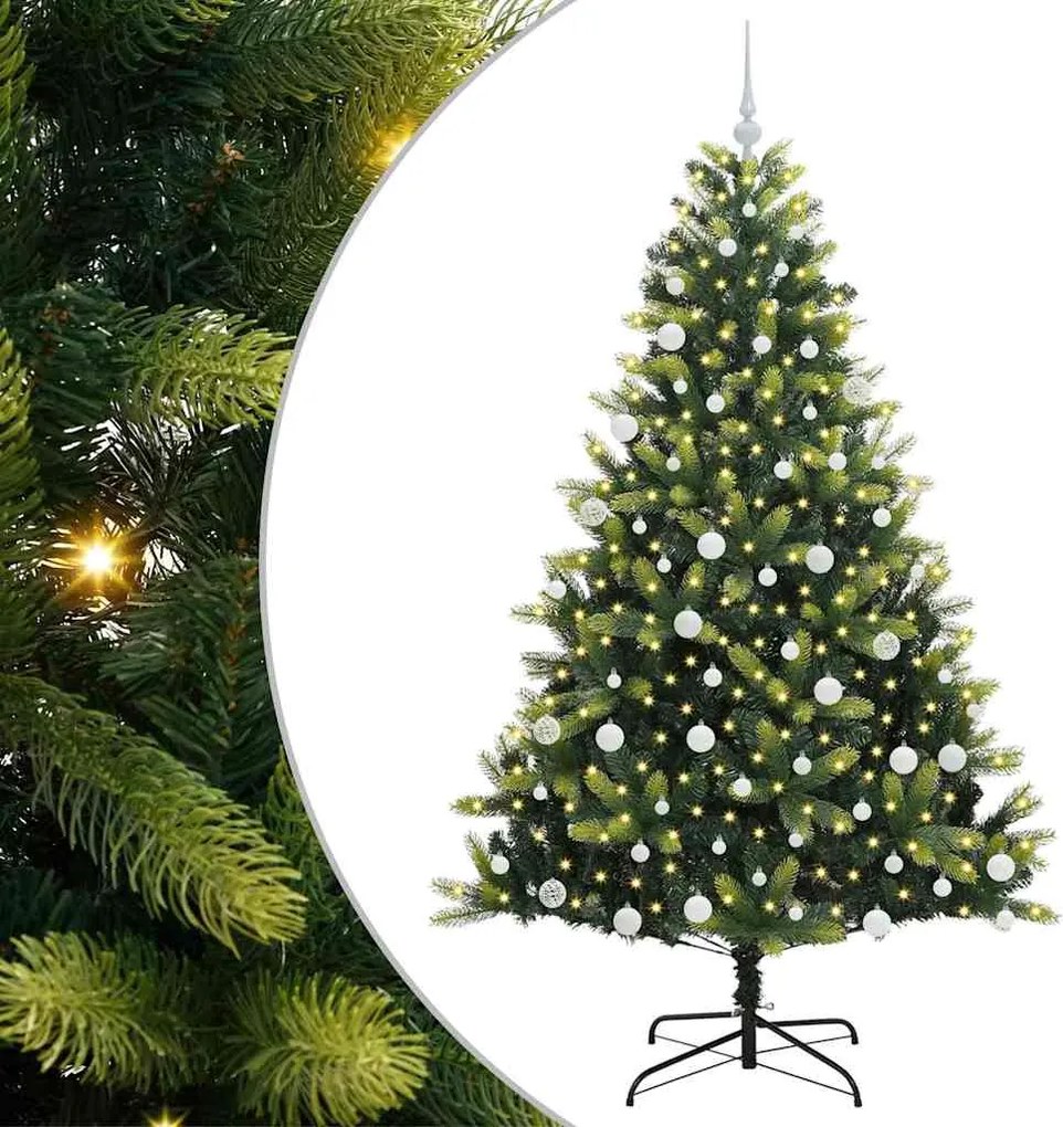 Umělý skládací vánoční stromeček 300 LED Zelená 180 cm PVC a PE 3395994
