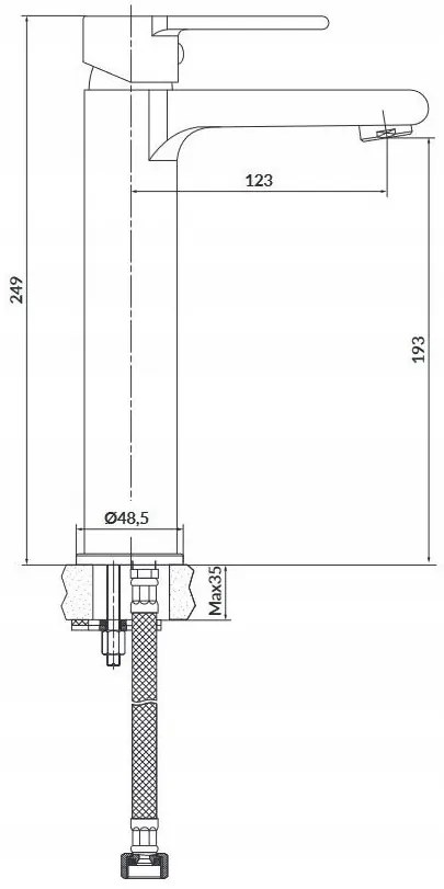 Cersanit Verso, vysoká umyvadlová baterie + zátka typu ClickClack, chromová, S951-405