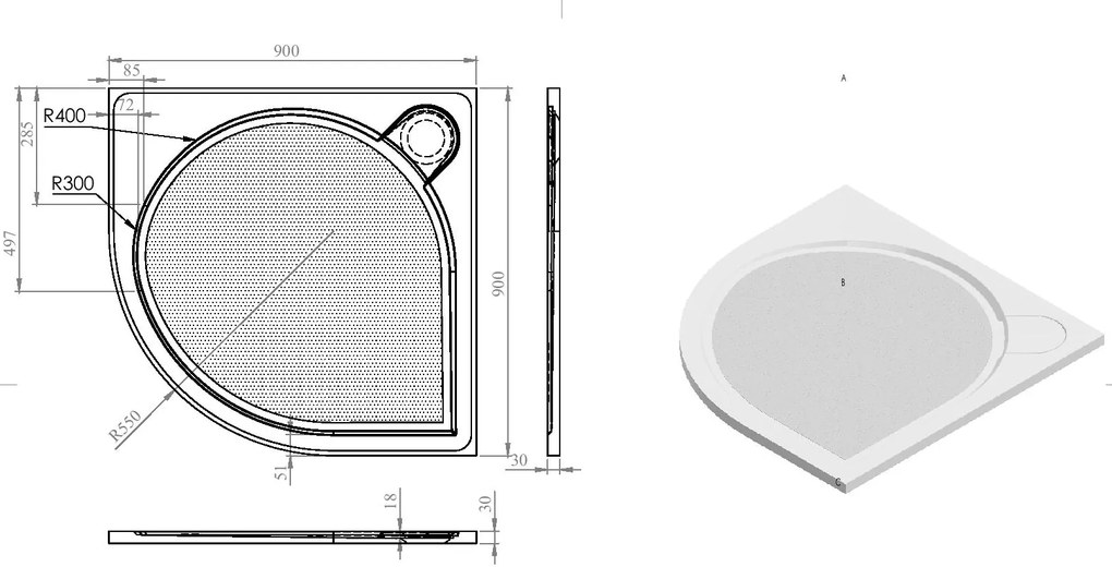 Olsen Spa LAKA 90 x 90 x 3 cm VANKCCTVRT90 sprchová vanička