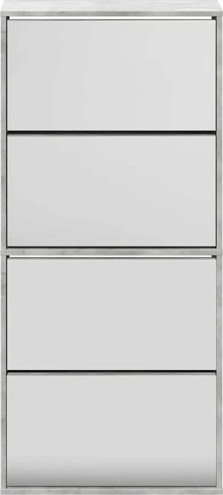 Botník se zrcadlem 4patrový betonově šedý 63 x 17 x 134 cm 3228275