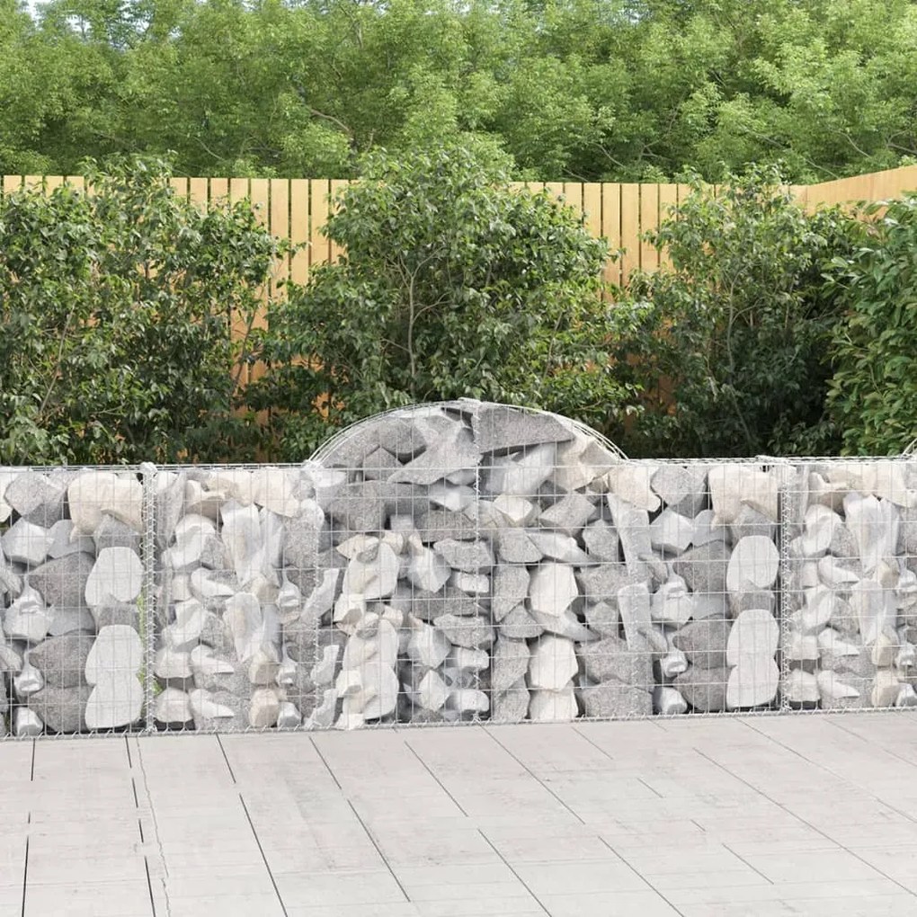 Klenuté gabionové koše 7 ks 200x30x80/100 cm pozinkované železo 3146094