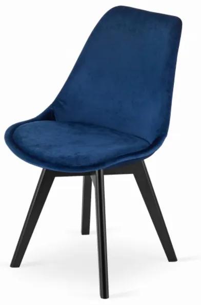 Sametové židle London modré s černými nohami 4 ks