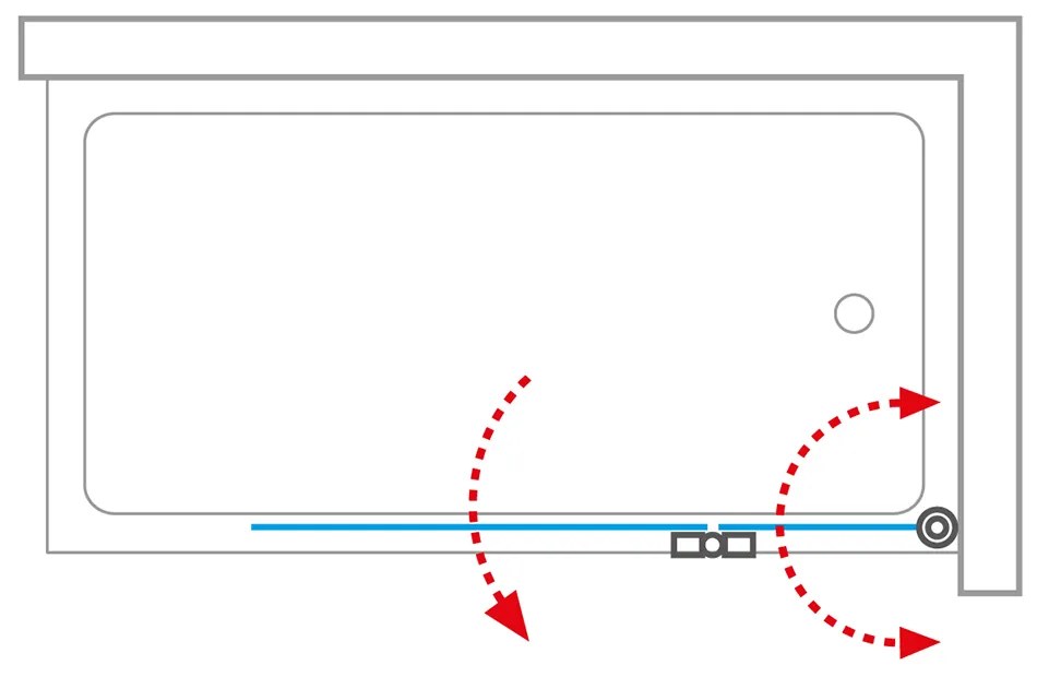 Vanová zástěna sklápěcí s otočným stěnovým systémem TZV2 1400 mm C1: 420 / C2: 520 990–1005 Transparent O Brillant Pravá TZVP2 /1000 742-100000P-00-02