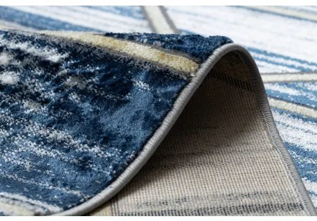 Moderní koberec DE LUXE 462 Geometrický - Strukturální tmavě modrý /