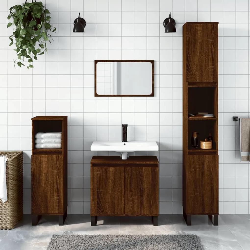 vidaXL 3dílný set koupelnového nábytku kompozitní dřevo [3190284] Barva: Bílá