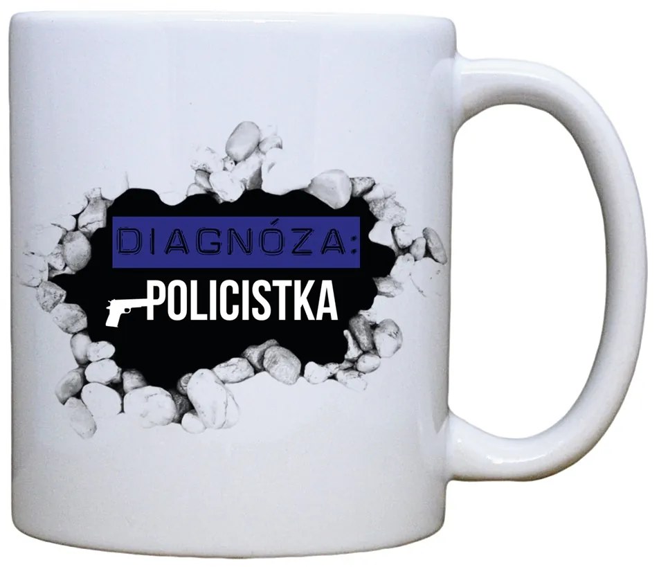 Super plecháček Keramický hrnek s potiskem diagnóza policistka Objem a motiv: 320 ml bílý uvnitř