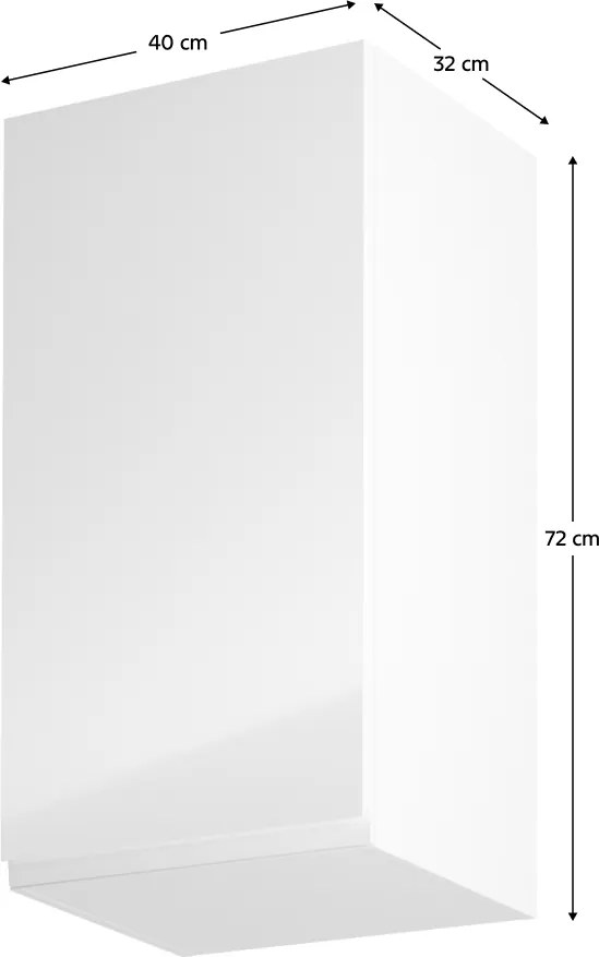 Horní skříňka, bílá / bílý extra vysoký lesk, levá, AURORA G40