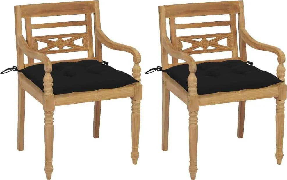 vidaXL Židle Batavia 2 ks s mi poduškami masivní teakové dřevo [3062153] Barva: krémová