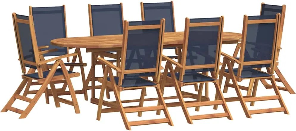 9dílný zahradní jídelní set masivní akáciové dřevo a textilen 3279305