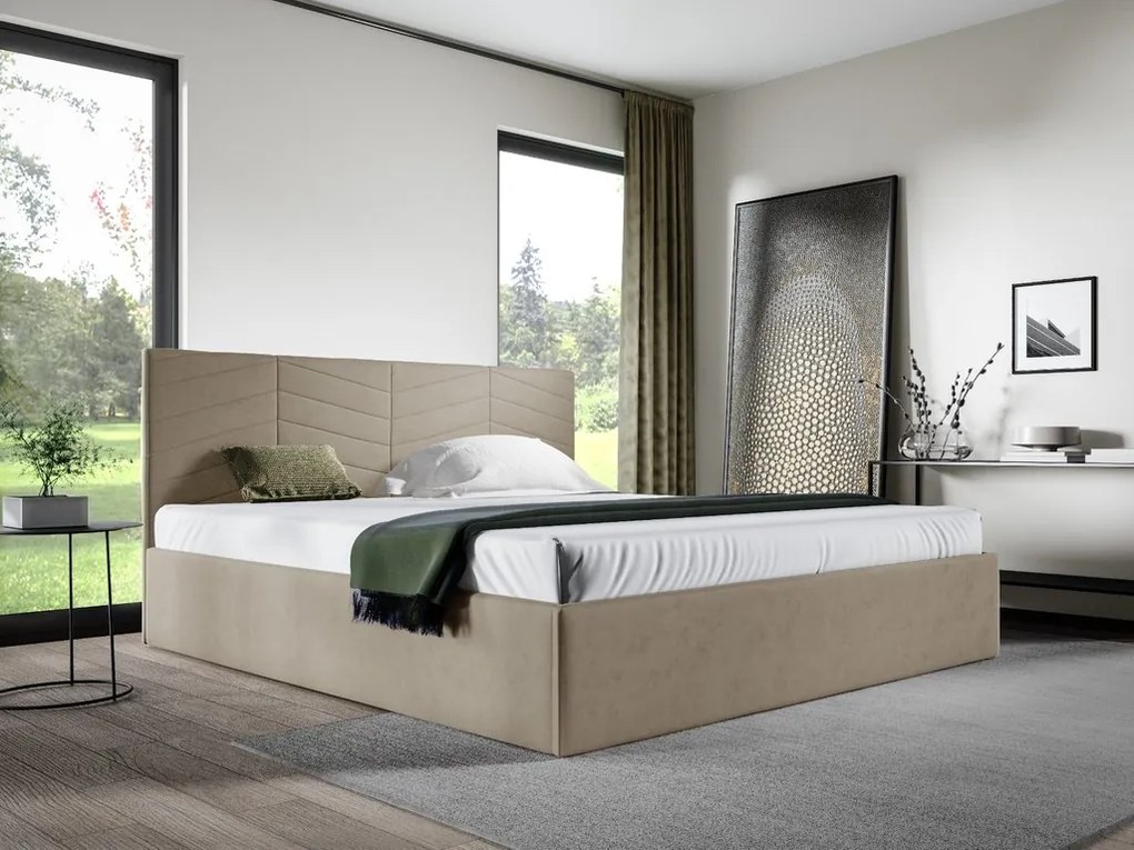 Eka Čalouněná postel ANNA 180x200 cm Barva látky Trinity: Hnědá (Trinity 2307), Úložný prostor: Bez úložného prostoru