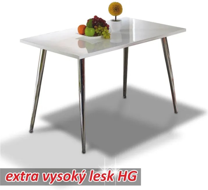 Jídelní stůl v moderním designu bílá ve vysokém lesku PEDRO