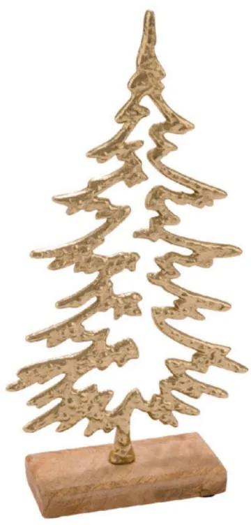 Dekorace na vánoce stromek zlatý 30x5x15cm