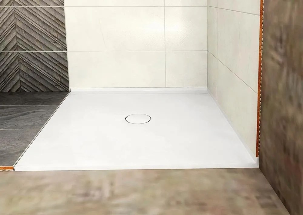 Polysan Polysan, MIRAI sprchová vanička z litého mramoru čtverec 90x90x1,8cm, bílá, 73165