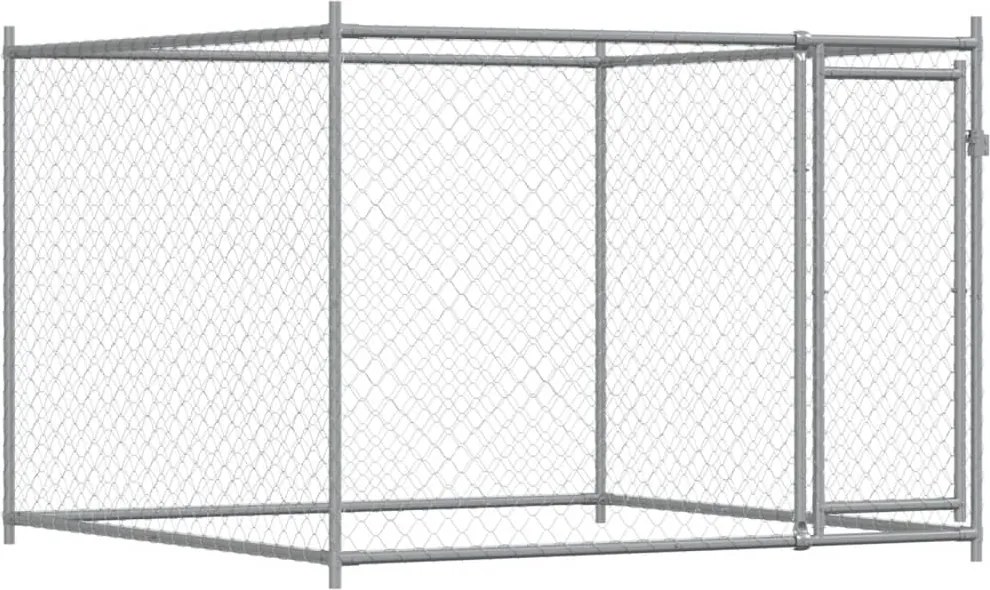 Klec pro psy s dvířky šedá 6 x 2 x 1,5 m pozinkovaná ocel 3209579