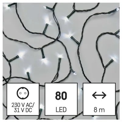 LED vánoční řetěz Steny s časovačem 8 m studená bílá