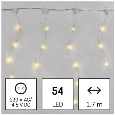 LED vánoční řetěz Dropi s programy 1,7 m teplá bílá