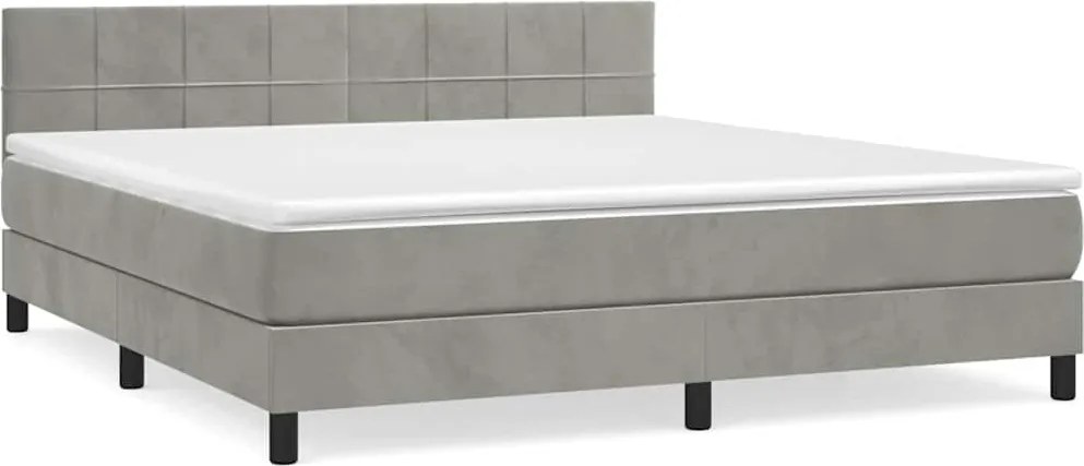 Box spring postel s matrací světle šedá 160x200 cm samet 3130967