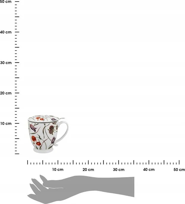 Porcelánový hrnek FLOWER MEADOW 510 ml se sítkem vícebarevný/bílý