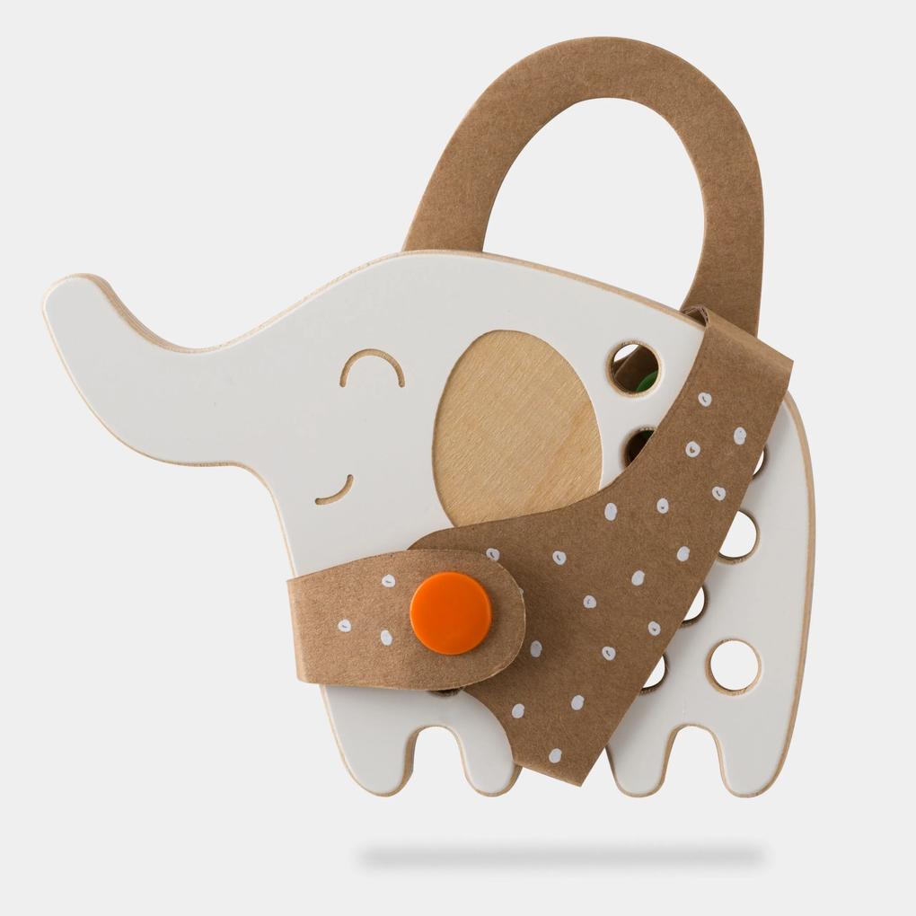 Montessori dřevěná prepletacia hračka - sloník
