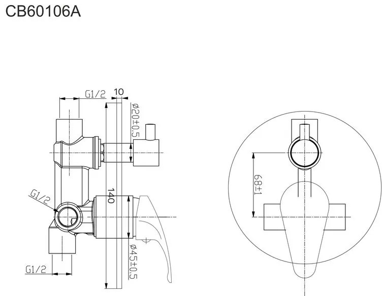 Mereo Sonáta sprchová podomítková baterie s přepínačem Mbox kulatý kryt mosaz chrom CB60106A
