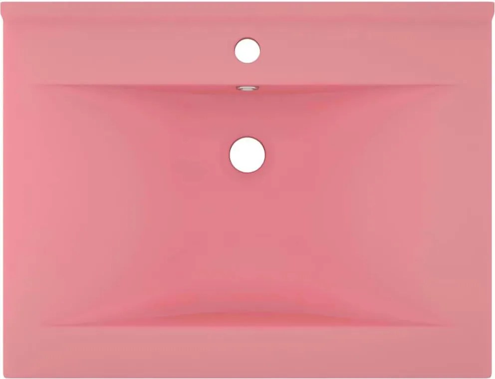 Luxusní umyvadlo otvor na baterii matné růžové 60x46cm keramika 147021