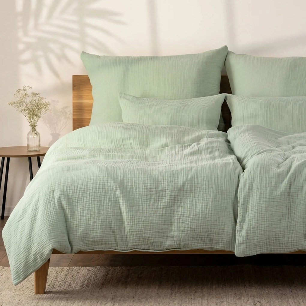 Celoroční mušelínové povlečení Salvia - GOTS Velikost: atypický 240 x 200 + 2 x 70 x 90